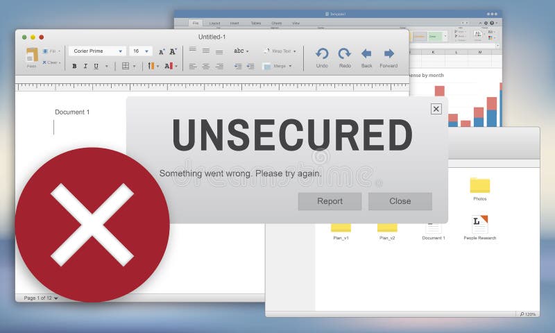 Unsecured Virus Detected Hack Unsafe Concept Stock Illustration ...