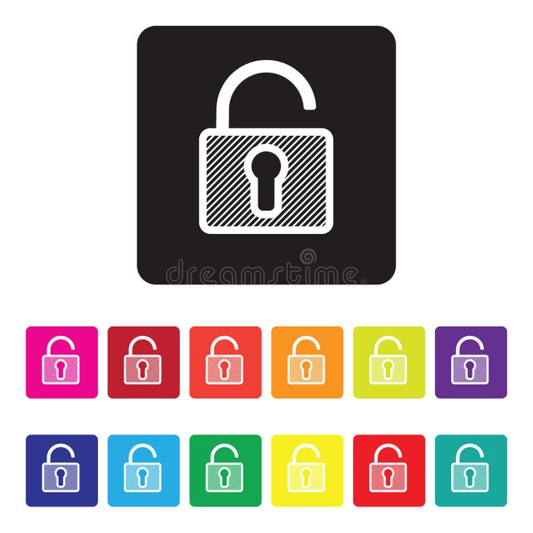 Unsecured website icon set stock vector. Illustration of portable ...