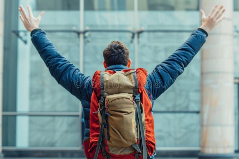 Unseen Back View of Happy Man. Generate Ai Stock Photo - Image of ...