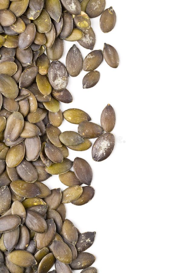 Unshelled Pumpkin Seeds Border Stock Photo - Image of pumpkin, isolated ...