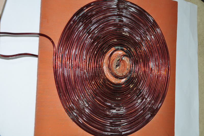 Unshielded Copper Wire is Coiled in a Spiral To Form a Disc Stock Image ...