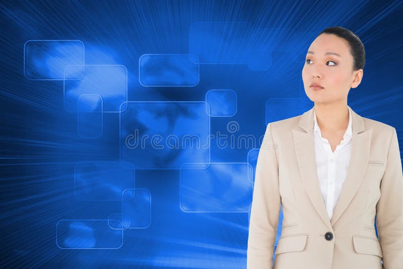 Unsmiling Asian Businesswoman Stock Photo - Image of glowing, design ...