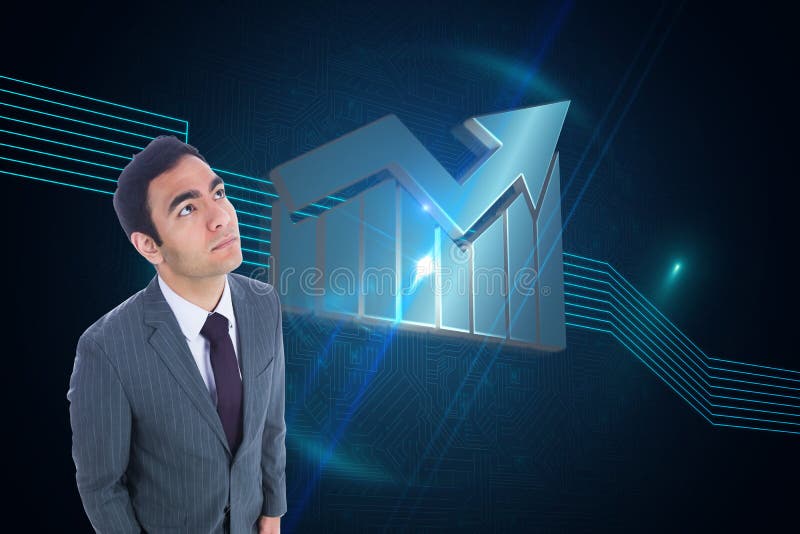 Unsmiling Businessman Standing Stock Photo - Image of digital, analysis ...