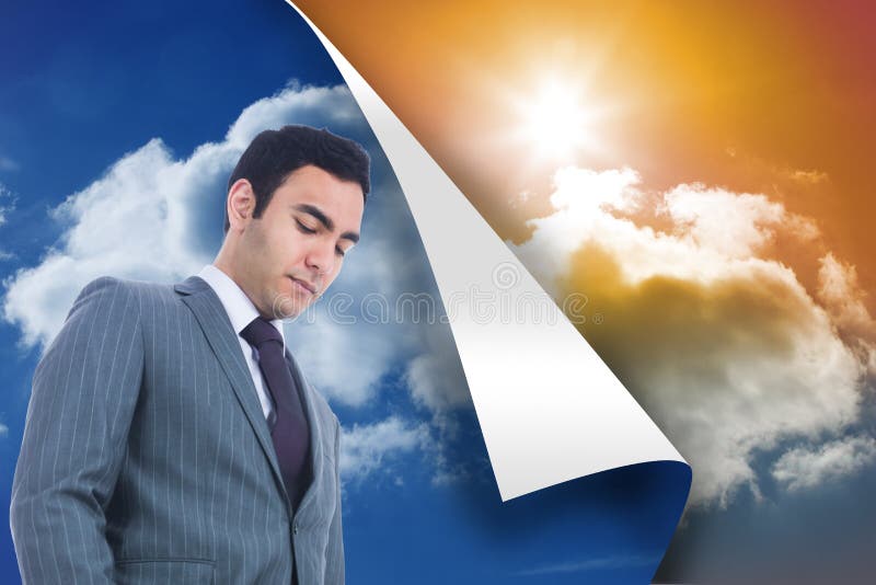 Unsmiling Businessman Standing Stock Image - Image of hands, sunlight ...