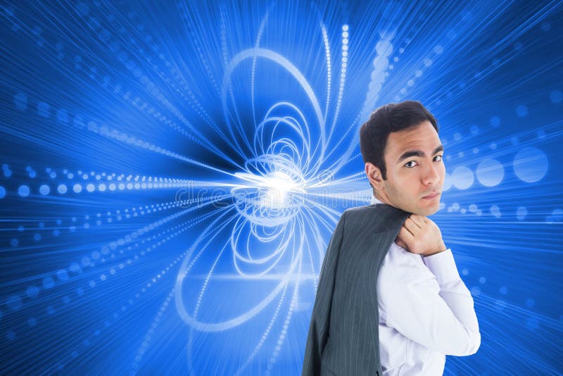 Unsmiling Businessman Standing Stock Image - Image of computer, swirl ...