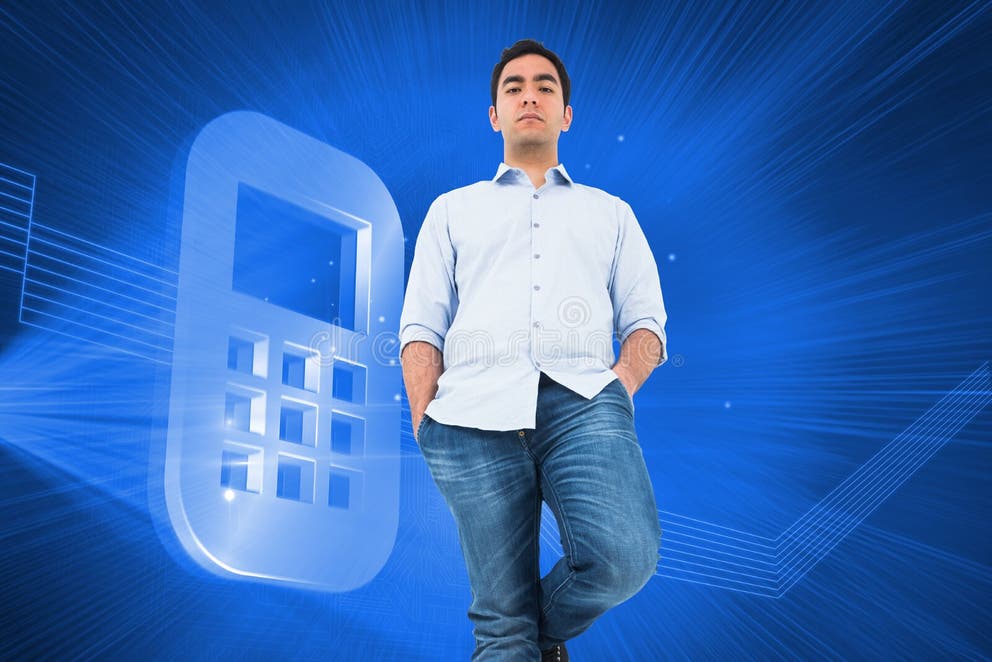 Unsmiling Casual Man Standing Stock Image - Image of icon, person: 37161547