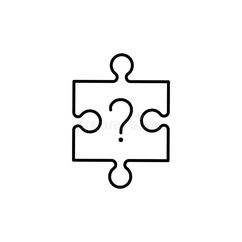 Unsolved Puzzle Linear Icon. Jigsaw Pieces and Question Mark. Difficult ...