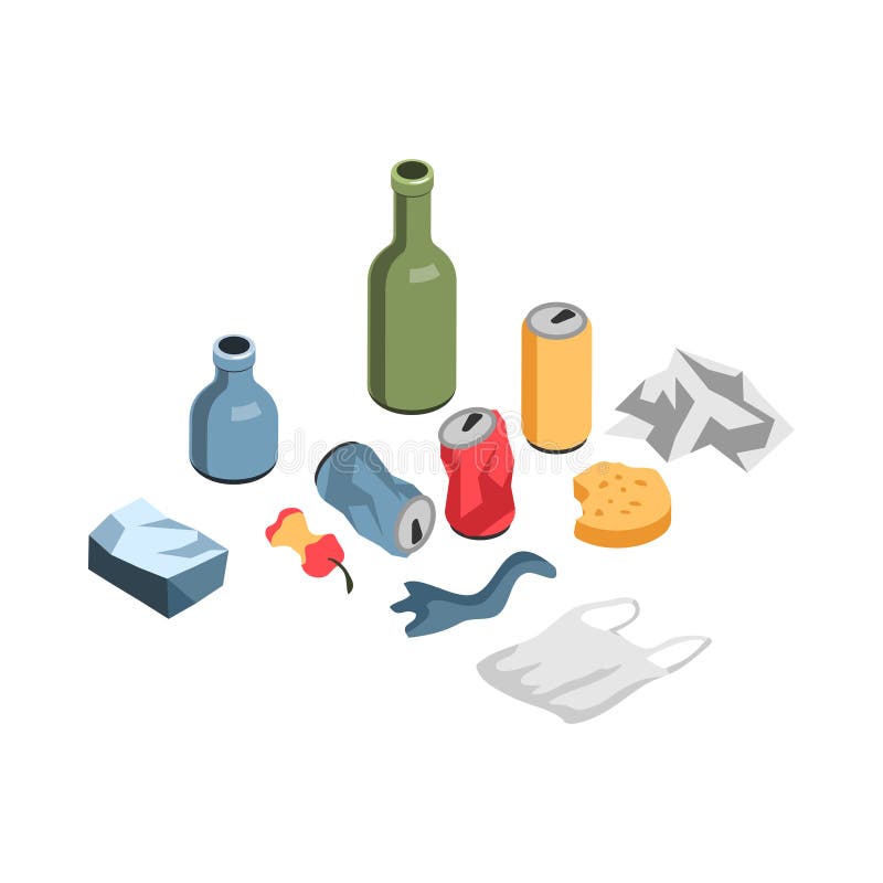 Garbage Isometric Icons stock vector. Illustration of container - 50283384