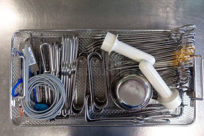 Unsorted Surgical Instruments after Cleaning in the Washing Machine ...