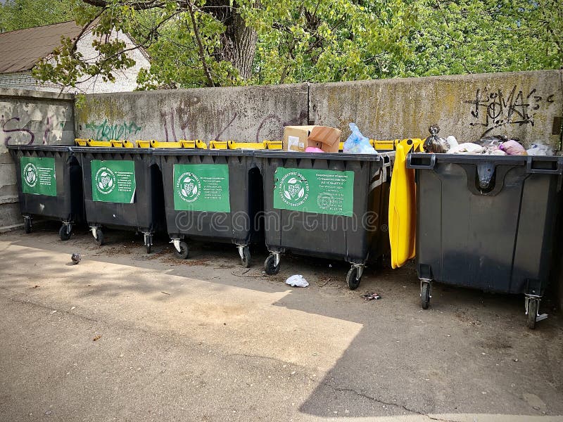 Unsorted Trash Containers editorial photo. Image of package - 183462481