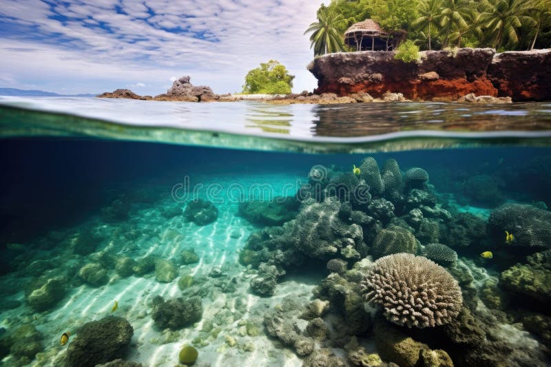 Unspoiled Coral Reef and Crystal Clear Water Stock Illustration ...