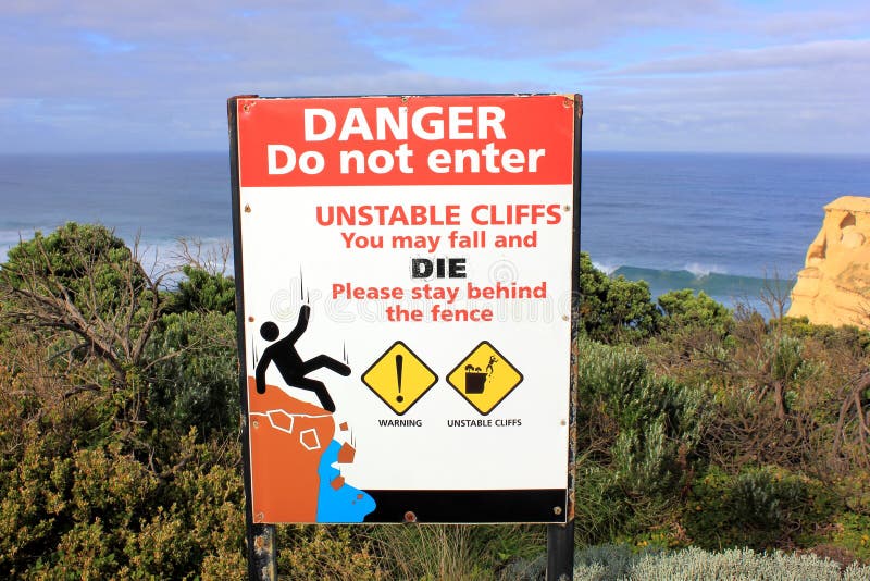 Unstable Cliffs Danger Sign Stock Photo - Image of nature, outdoor ...