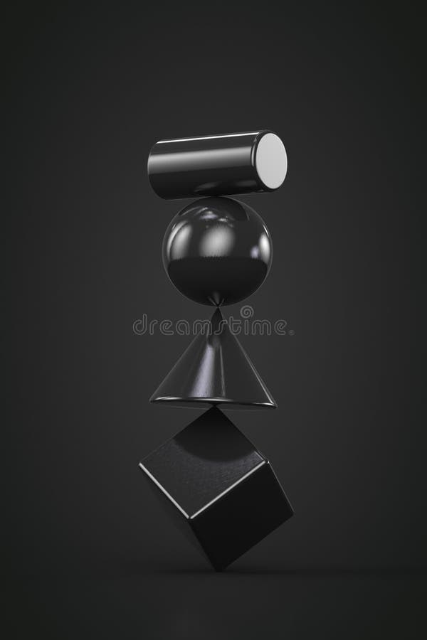 Unstable Construction. Geometric Shapes Balancing on Top of Each Other ...