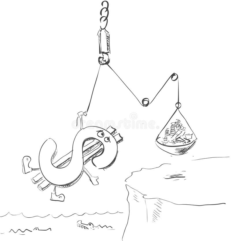 Unstable Dollar Default and Falling Stock Vector - Illustration of ...