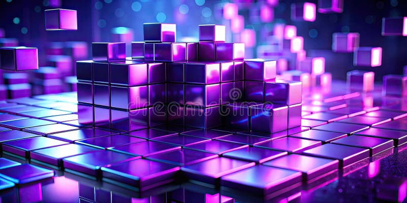 Unstable Purple Digital Cubes Visualizing Tech Security Concerns and ...
