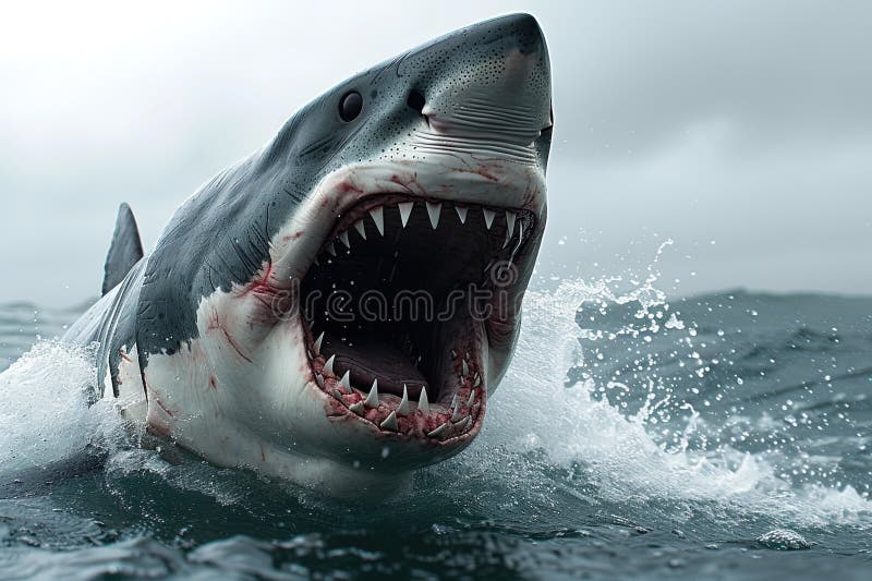 Unstoppable Great White Shark Bite Generative AI Stock Illustration ...