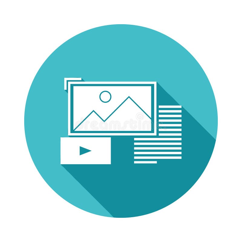 Unstructured Data Icon in Flat Long Shadow Style Stock Illustration ...