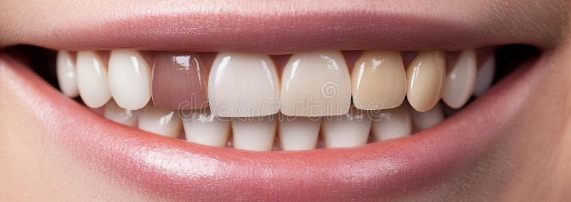 Unsuccessful Veneers. Multicolored False Teeth. Stock Illustration ...