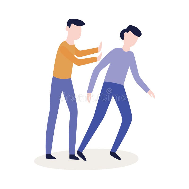 Bully boy pushing friend stock vector. Illustration of object - 107378187