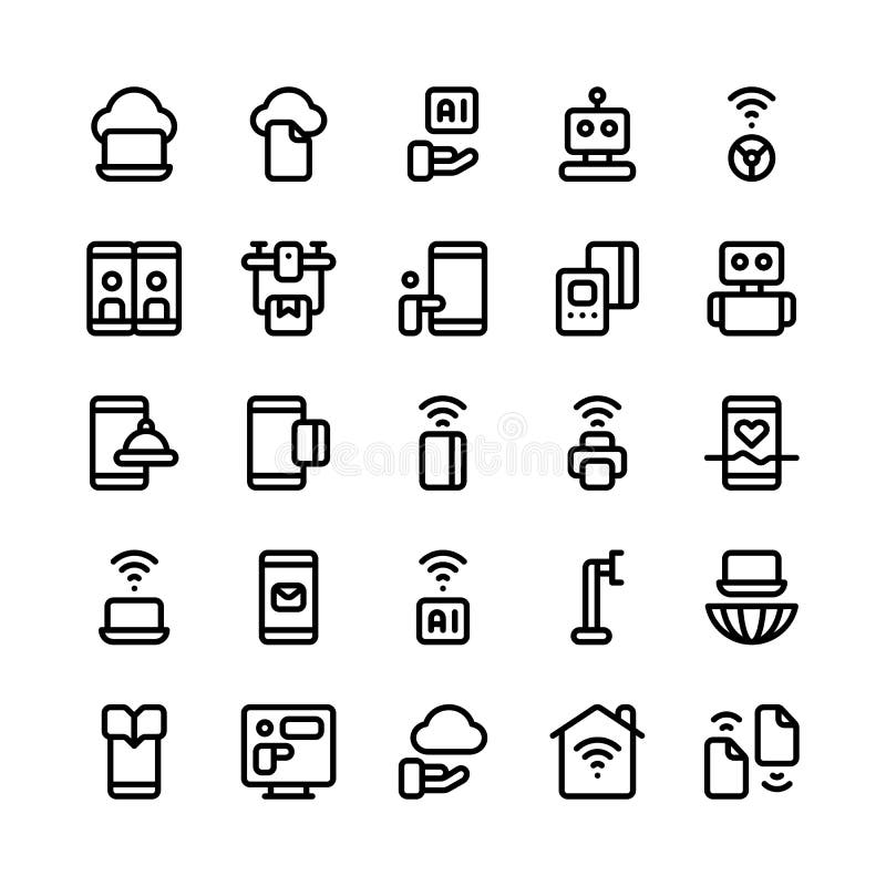 Untach No Contact Work Outline Style Icon and Illustration Stock ...