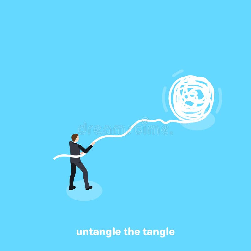 Man untangling a knot stock vector. Illustration of knot - 14449860