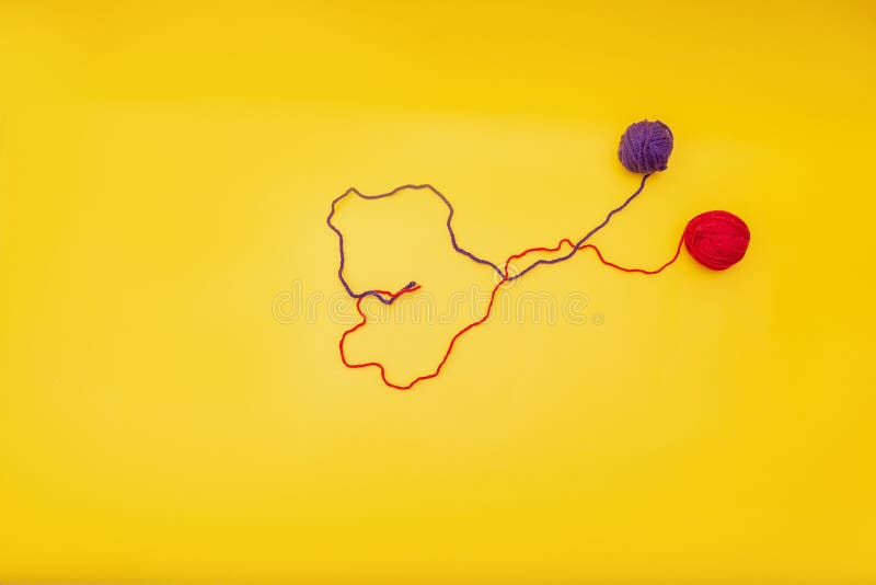 Heart of Red and Blue Thread, Unraveled from a Tangle on an Orange ...