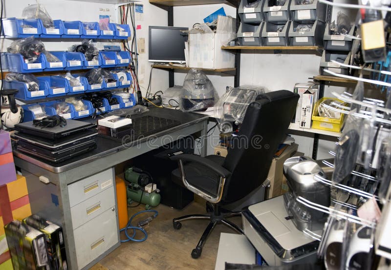 Untidy computer room stock photo. Image of laptops, back - 22098222