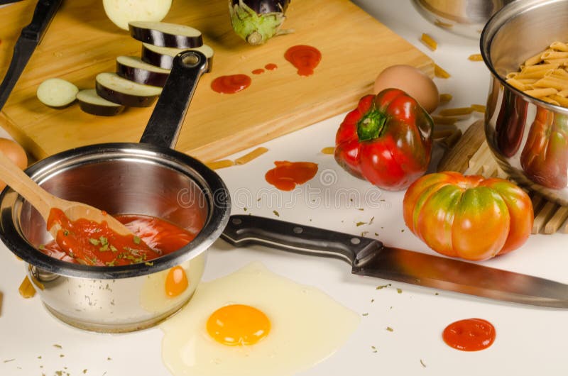 Untidy cooking stock photo. Image of disorganized, utensils - 31677092