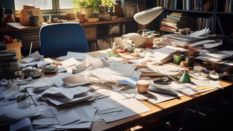Untidy messy office stock illustration. Illustration of disorganized ...