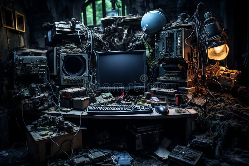 Untidy Table Technical Spare Parts in Chaos.AI Stock Illustration ...