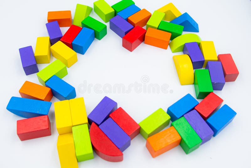 Untidy Variety Colorful Blocks See Sleep Blue Block at White Background ...