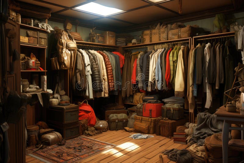 Untidy Wardrobe Room Full of Different Clothes Stock Photo - Image of ...