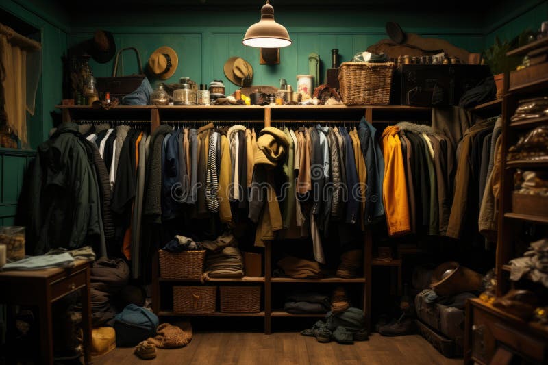 Untidy Wardrobe Room Full of Different Clothes Stock Image - Image of ...