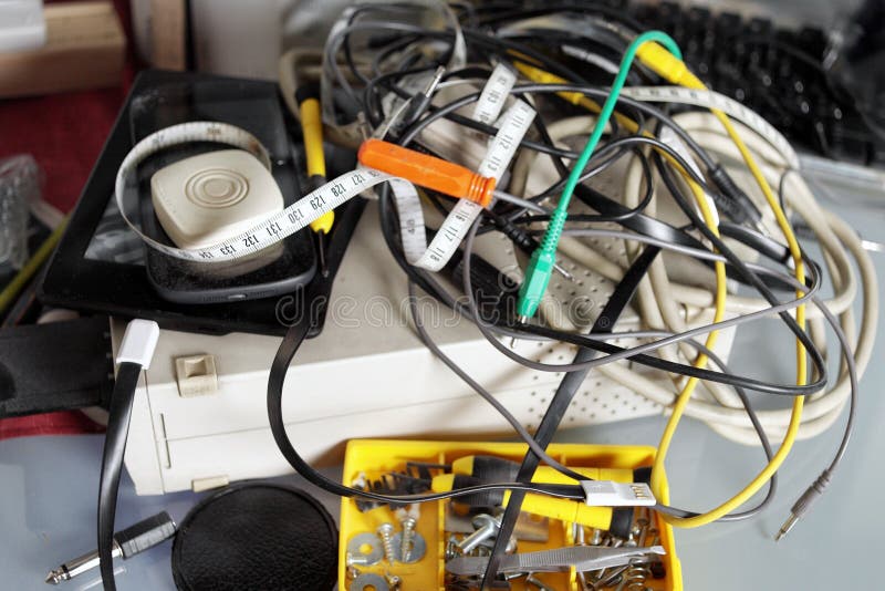 Untidy Workplace in an Old Carpenter Workshop with Wood Carpenter Tools ...