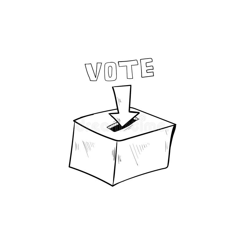 Vote box doodle icon stock illustration. Illustration of politician ...