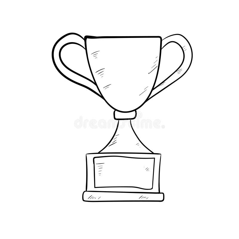 Trophy Doodle Hand Draw with Stock Vector - Illustration of minimal ...