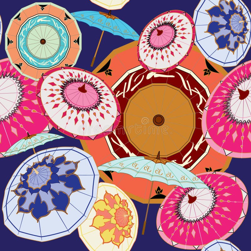 Chinese Umbrellas on Abstract Backgrounds. Stock Vector - Illustration ...