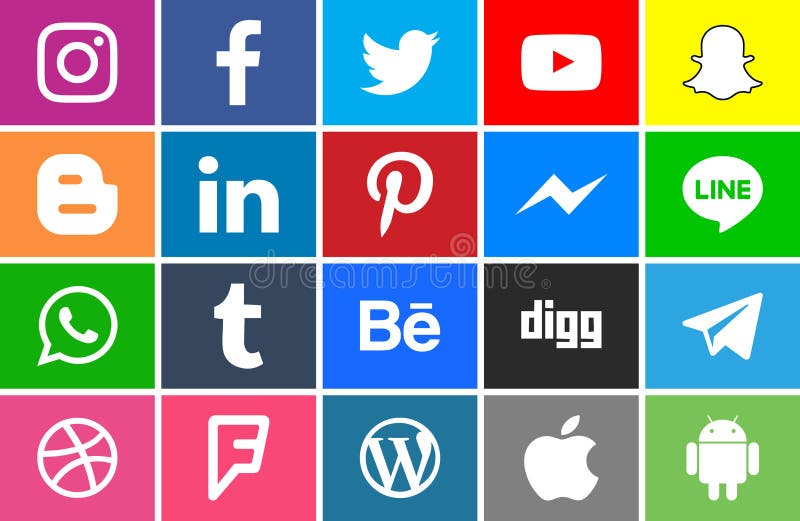 Collection of Social Network Icons Editorial Stock Image - Illustration ...