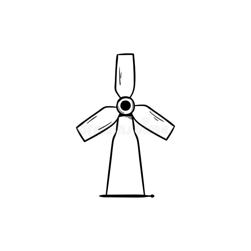 Windmill Icon Vector Hand Drawing Doodle Stock Vector - Illustration of ...