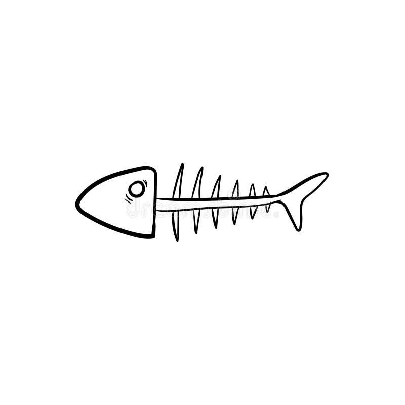 Fishbone Doodle Icon Vector Hand Drawing Stock Vector - Illustration of ...