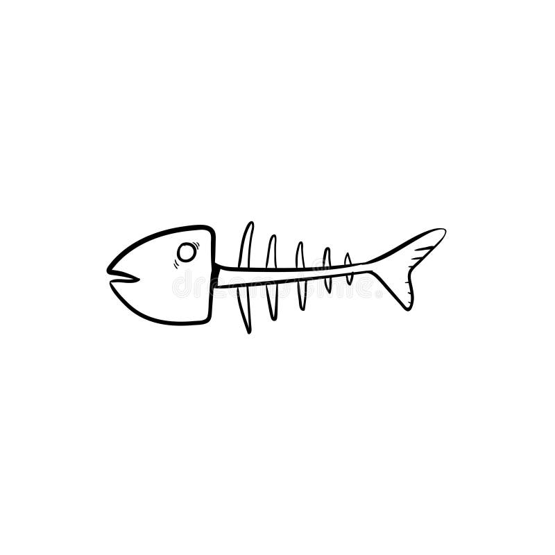 Fishbone Doodle Icon Hand Drawing Stock Illustration - Illustration of ...