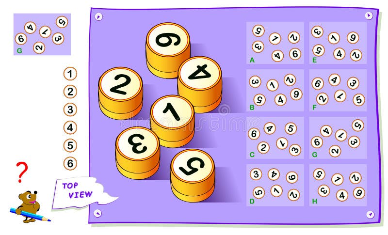 Find Top View Visual Math Puzzle with Set of Solids Stock Vector ...