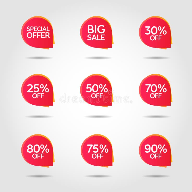 Set of Red and Yellow Discount Stickers, Badge, Sign Stock Vector ...