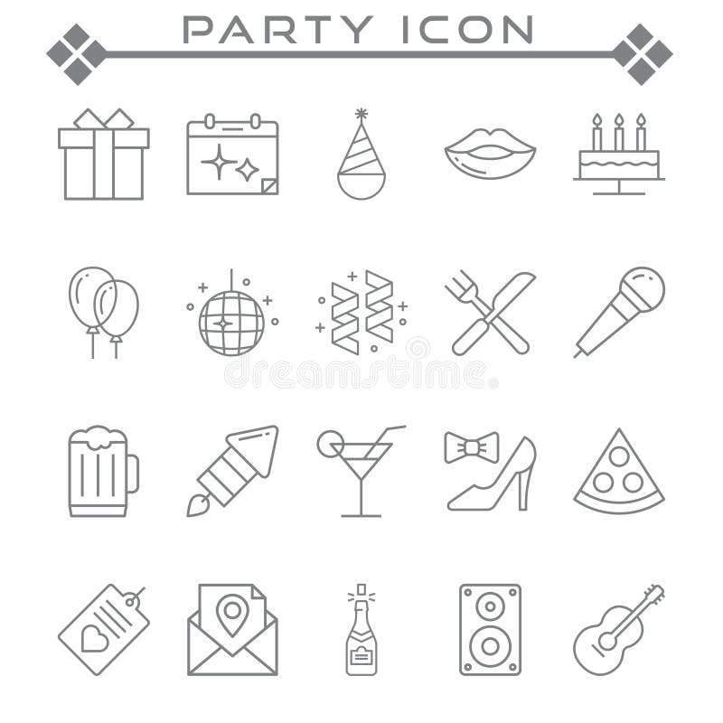 Set of Party Related Vector Line Icons. Stock Vector - Illustration of ...