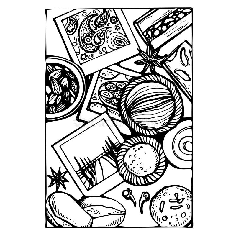 Hand Drawn Indian Traditional Sweets â€“ Laddu, Gulab Jamun, Gujiya ...