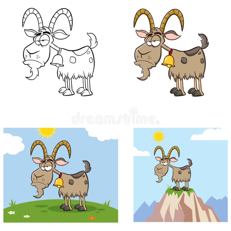 Grumpy Goat Cartoon Character. Set Vector Collection Stock Vector ...
