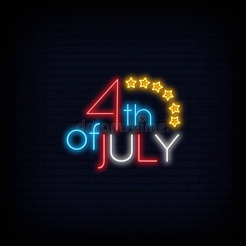 4th of July Neon Signs Style Text Vector Stock Vector - Illustration of ...