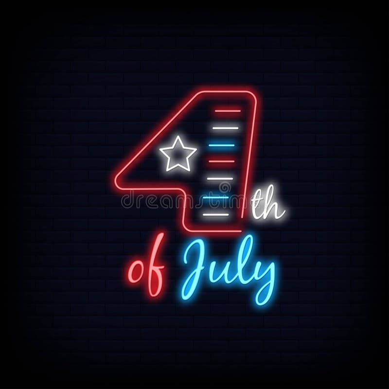 4th of July Neon Signs Style Text Vector Stock Vector - Illustration of ...