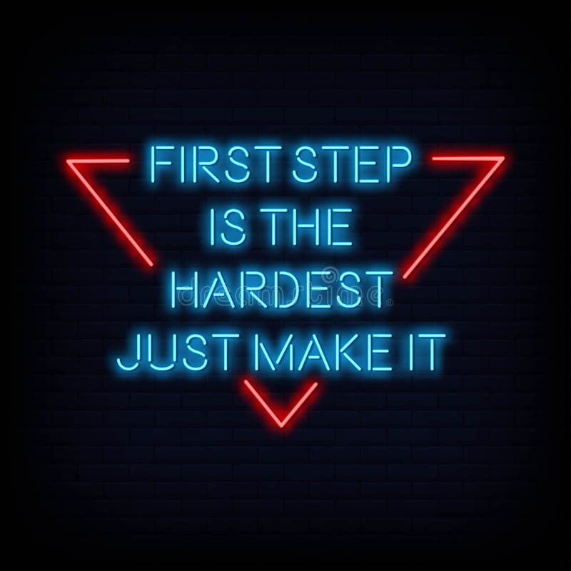 First Step Neon Signs Style Text Vector Stock Vector - Illustration of ...