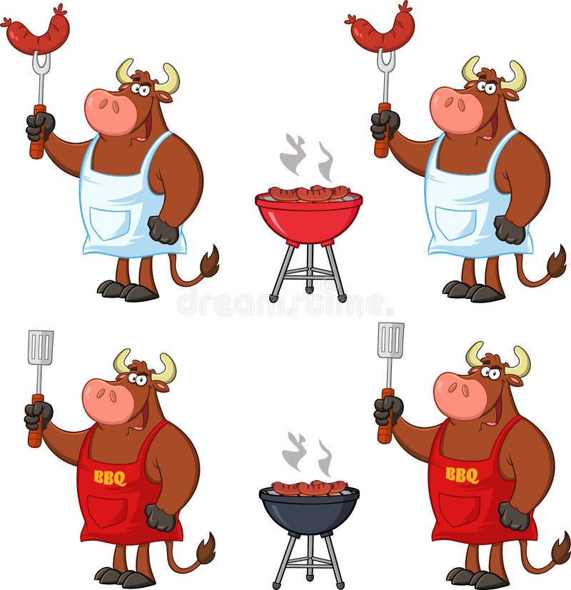 Bull Chef Cartoon Mascot Character Stock Vector - Illustration of ...